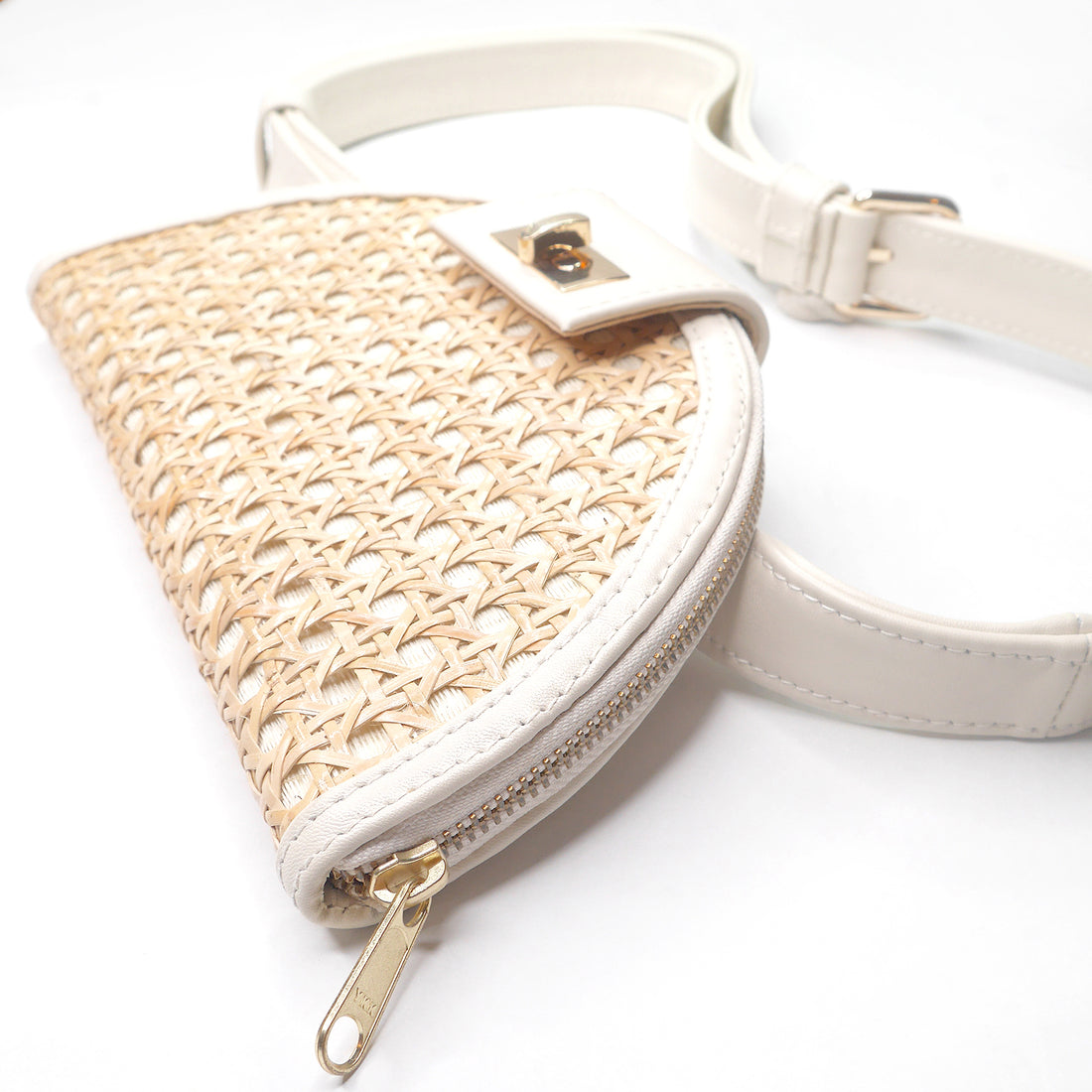 THE HANNAH Cream Leather & Rattan Weave Crossbody & Belt Bag – Soli & Sun